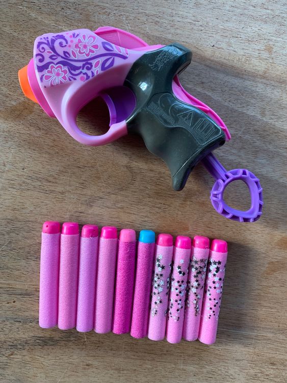 NERF Rebelle • Mini-Nerf-Pistole pink mit 10 Patronen (Gebraucht) in ...