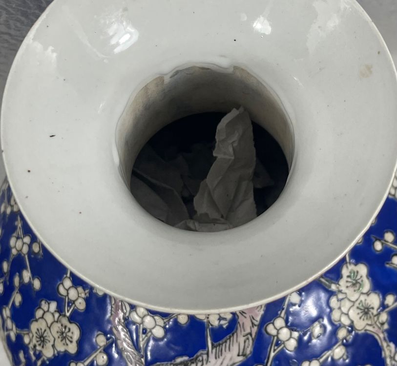 Alte Chines Porzellan Bauch Vase mit schöner blauer Glasur (Gebraucht ...