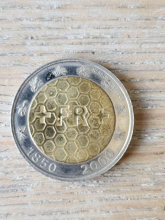 5.Fr Gedenkmünze 150 Jahre Schweizer Franken Kupfer-Nickel (Gebraucht) in Steinen für CHF 7 ...