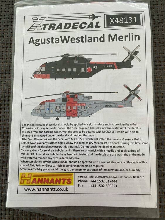 1/48 AUGUSTA WESTLAND MERLIN DECALS FÜR AIRFIX | Kaufen auf Ricardo
