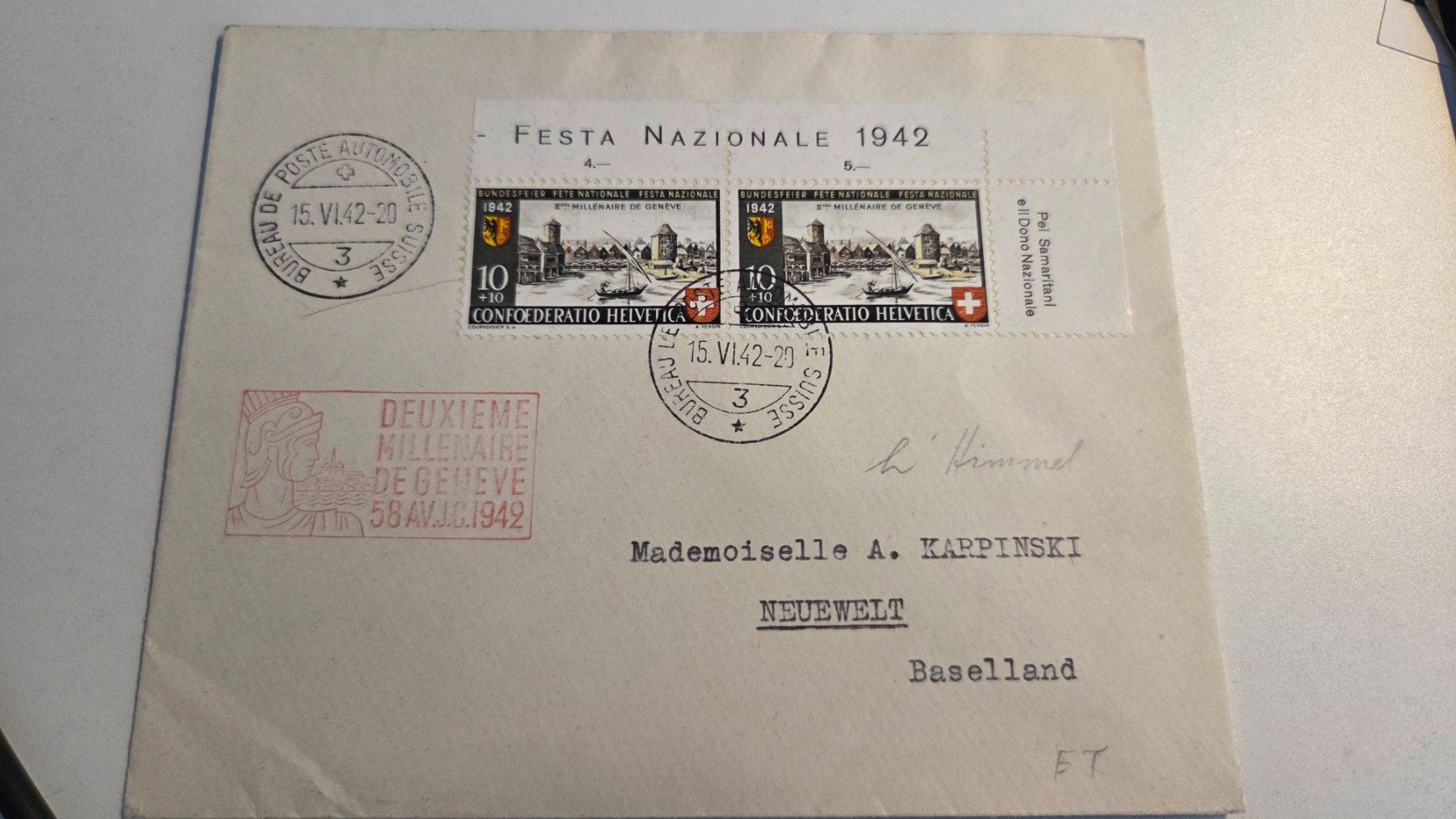 1942 Pro Patria FDC mit Taps und Abart Heller Himmel (Gebraucht) in ...