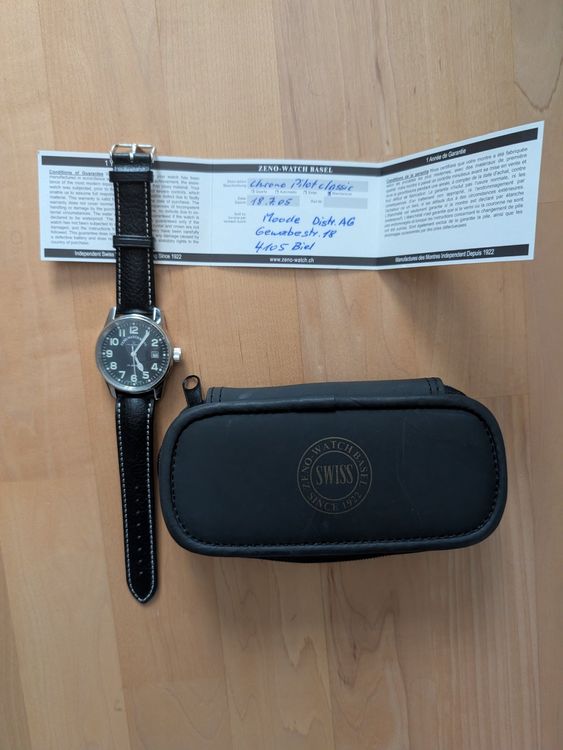 Zeno Uhr "Chrono Pilot Classic", mit Glasboden und Datum (Gebraucht) in ...