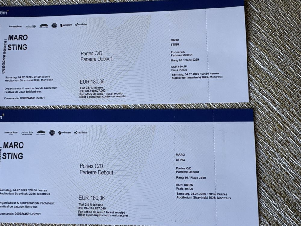 2x Ticket Sting Montreux Jazz Festival 4. Juli 2026 (Neu und ...