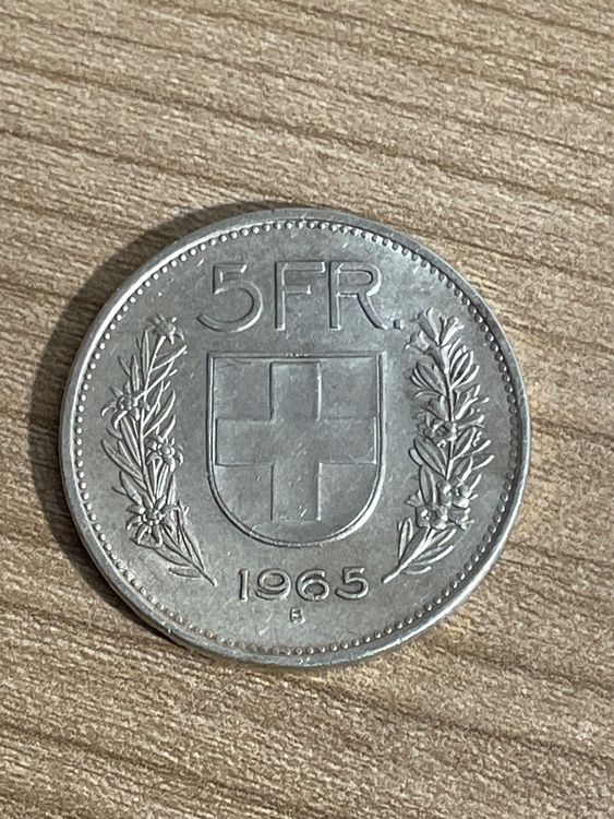 5 Franken Schweiz 1965 Silber (Gebraucht) in Schlossrued für CHF 12 – mit Lieferung auf Ricardo ...