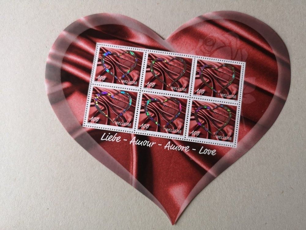 Timbres, bloc spécial "Amour" "Liebe" en forme de coeur | Kaufen auf ...