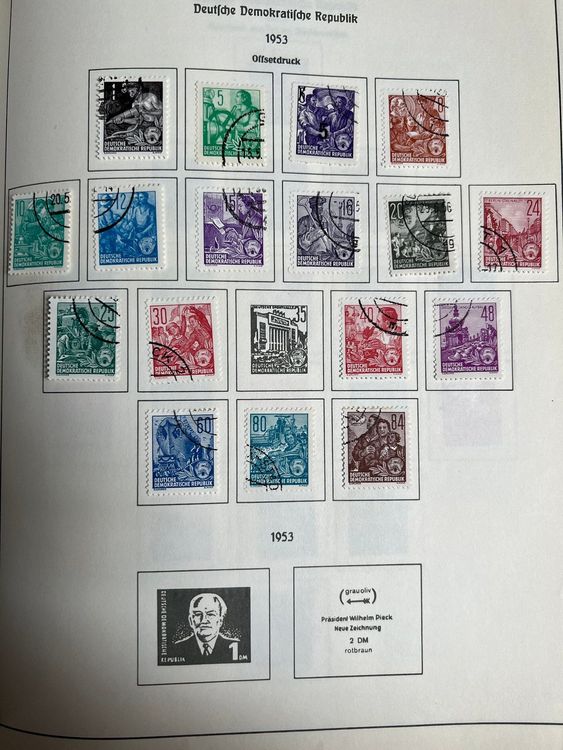 17 timbres oblitérés RDA 1953 selon photo (D'occasion) à Charmey ...