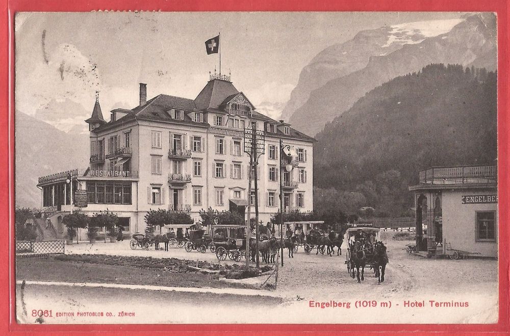 Engelberg - Hotel Terminus mit Kutschen - 1909 (Gebraucht) in Fislisbach für CHF 5 – mit ...