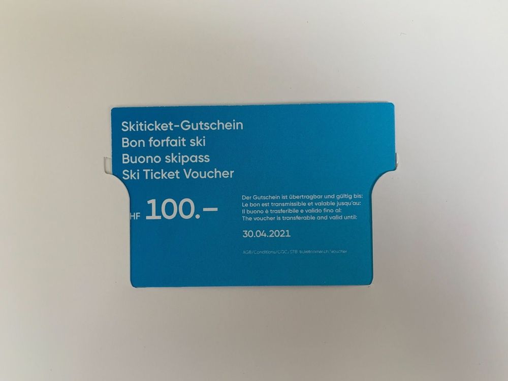 Skiticket-Gutschein Ticketcorner 100.— (Neu (gemäss Beschreibung)) in ...