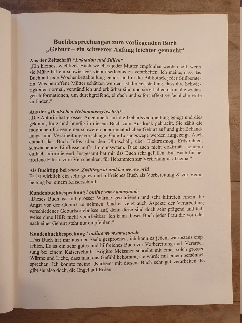 Geburt - Ein schwerer Anfang leicht gemacht Brigitte Renate (Gebraucht ...