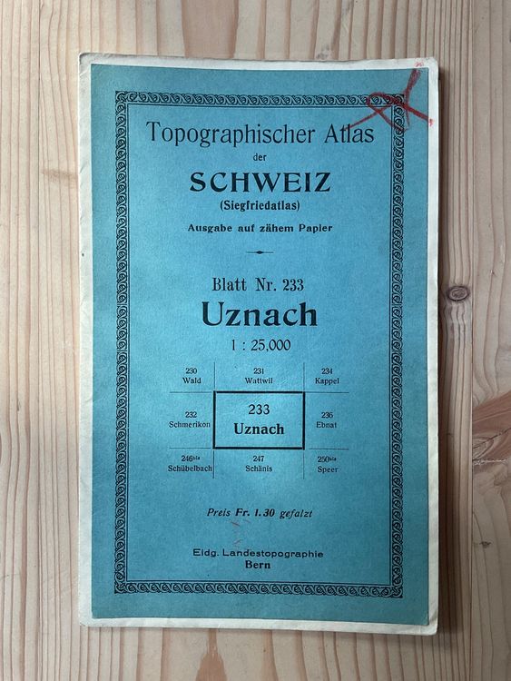 Landkarte Nr. 233 Uznach; Siegfriedatlas 1920 (Gebraucht) in Winterthur ...