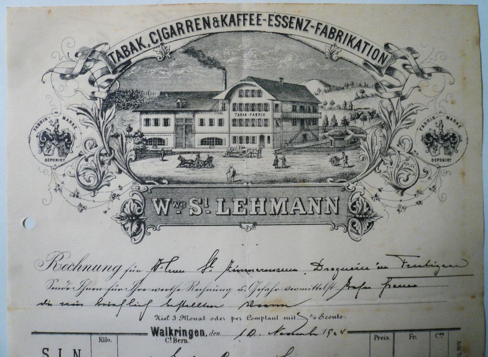 BriefKopf von Lehmann TABAK in WALKRINGEN im Emmental (Gebraucht) in Oberhofen am Thunersee für ...