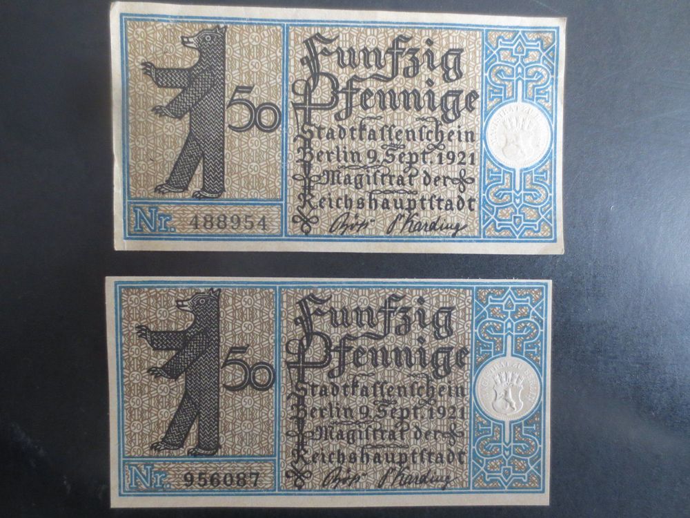 Deutsches Reich: 2 Noten 50 Pfennige !!! | Kaufen auf Ricardo