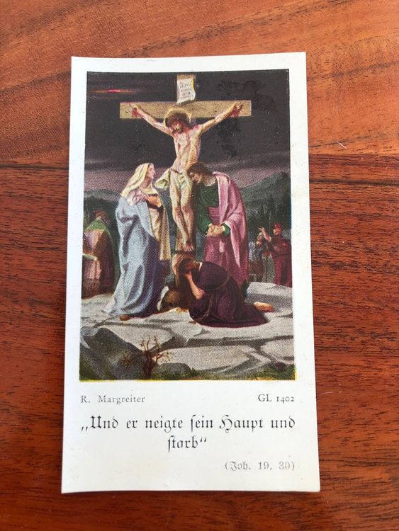 Antike Andachtskarte Kreuzigung Jesu Christi GL 1402 R.Ma... (Gebraucht) in Schübelbach für CHF ...