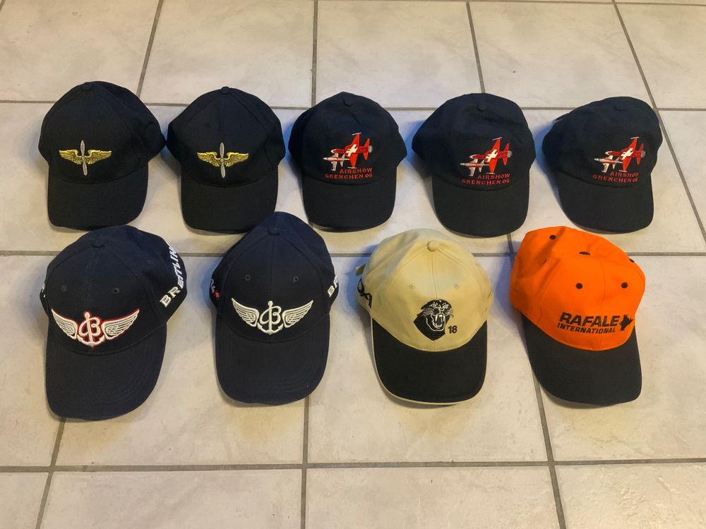 Caps 9 stk. Swiss Air Force Luftwaffe Aviatik (Neu (gemäss Beschreibung ...