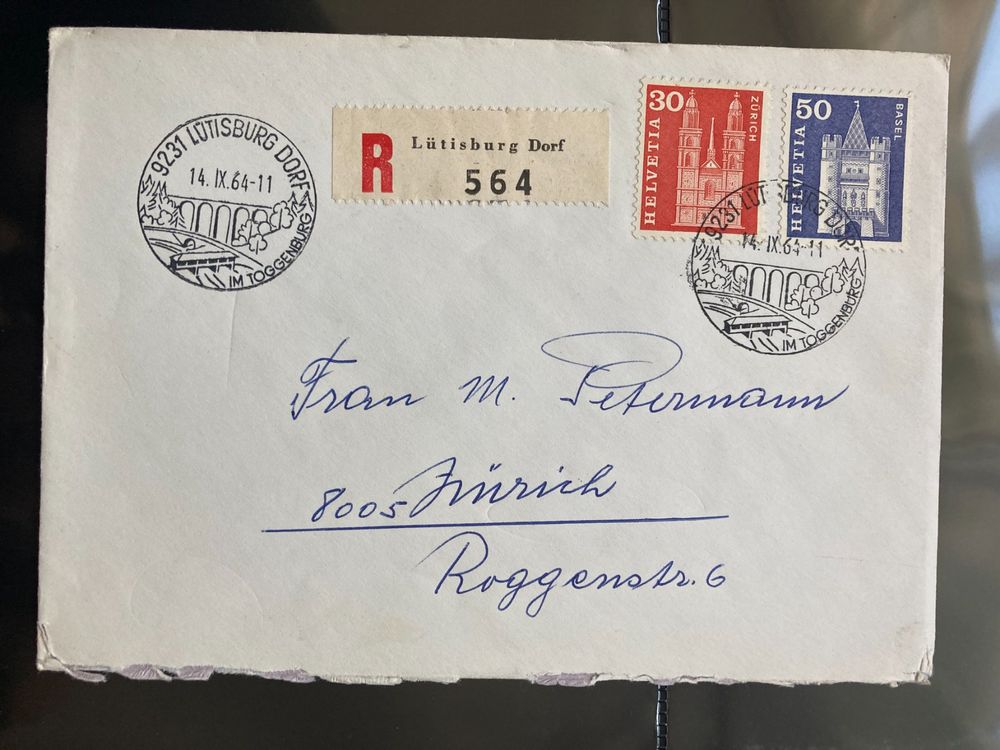 Schweiz 1964 R-Brief Lütisburg Dorf (Gebraucht) in Liestal für CHF 3 – mit Lieferung auf Ricardo ...