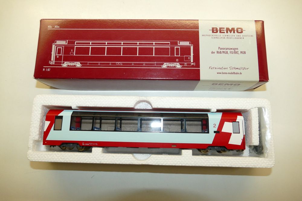 Bemo H0m: RhB 2.Kl. Panoramawagen Bp 2538 Glacier Express 1 (Neu (gemäss Beschreibung)) in ...