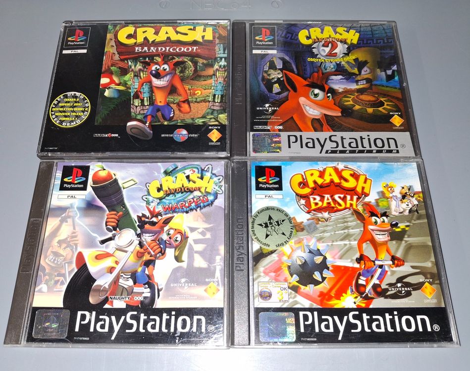 Crash Bandicoot PS1 Sammlung: 1 (Erstausgabe) + 2 + 3 + Bash | Kaufen auf Ricardo