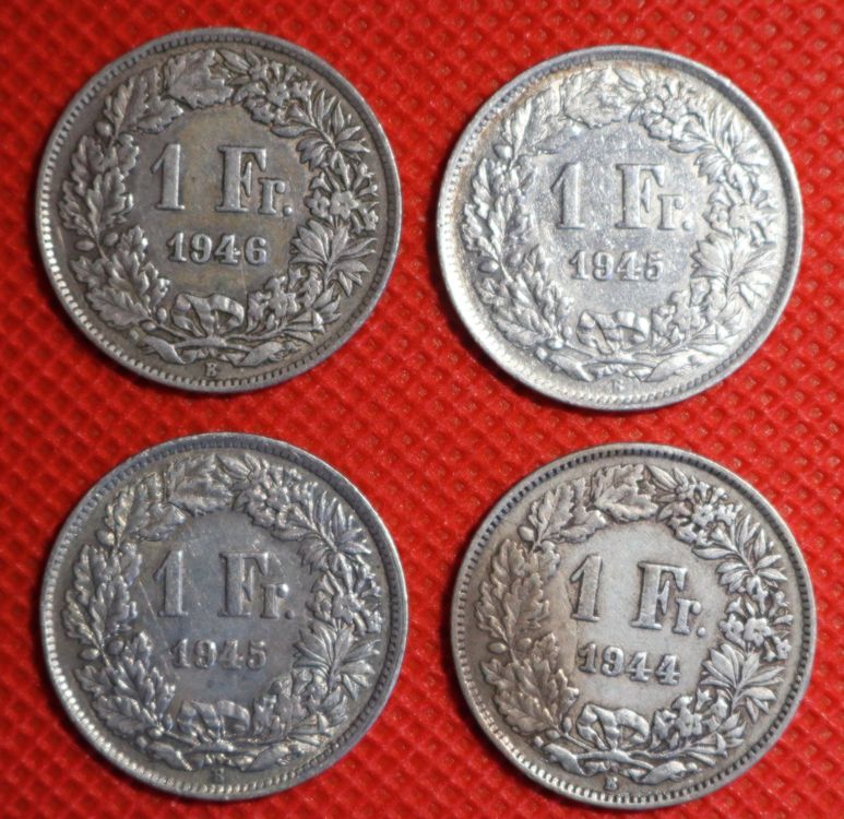 1 Fr Lot Silbermünzen 1944, 1945, 1945, 1946 | Kaufen auf Ricardo