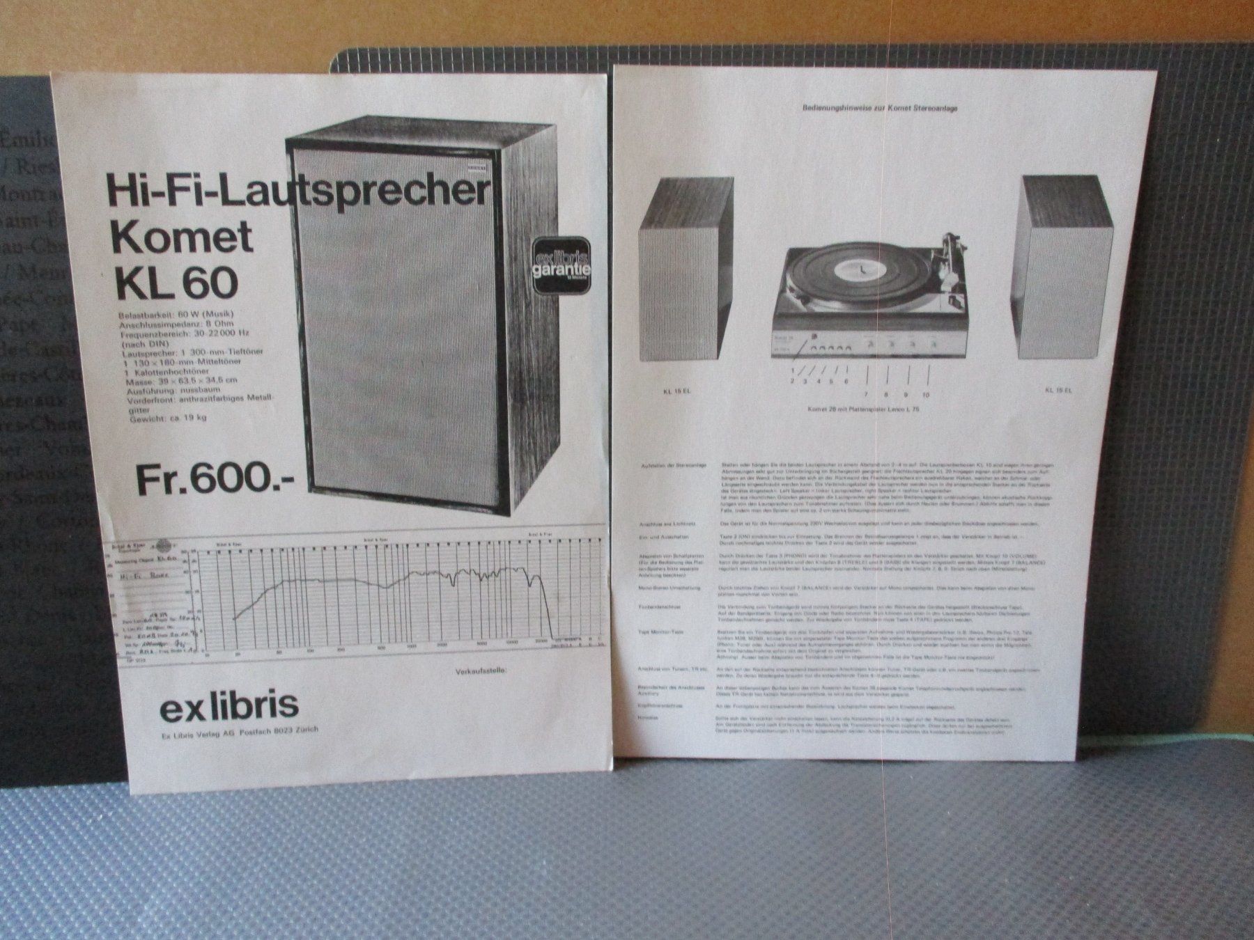 Prospekt Hi-Fi Lautsprecher Komet KL 60 - Rarität! (Gebraucht) in ...
