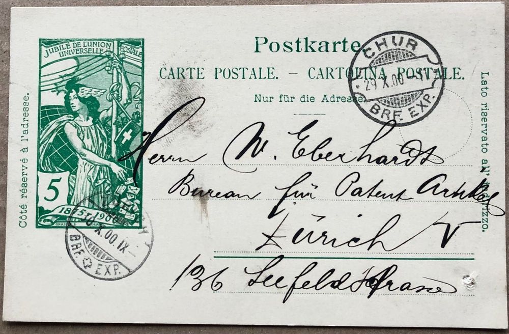 Postkarte UPU Chur Firma 1900 (Gebraucht) in Horw für CHF 6 – mit Lieferung auf Ricardo kaufen