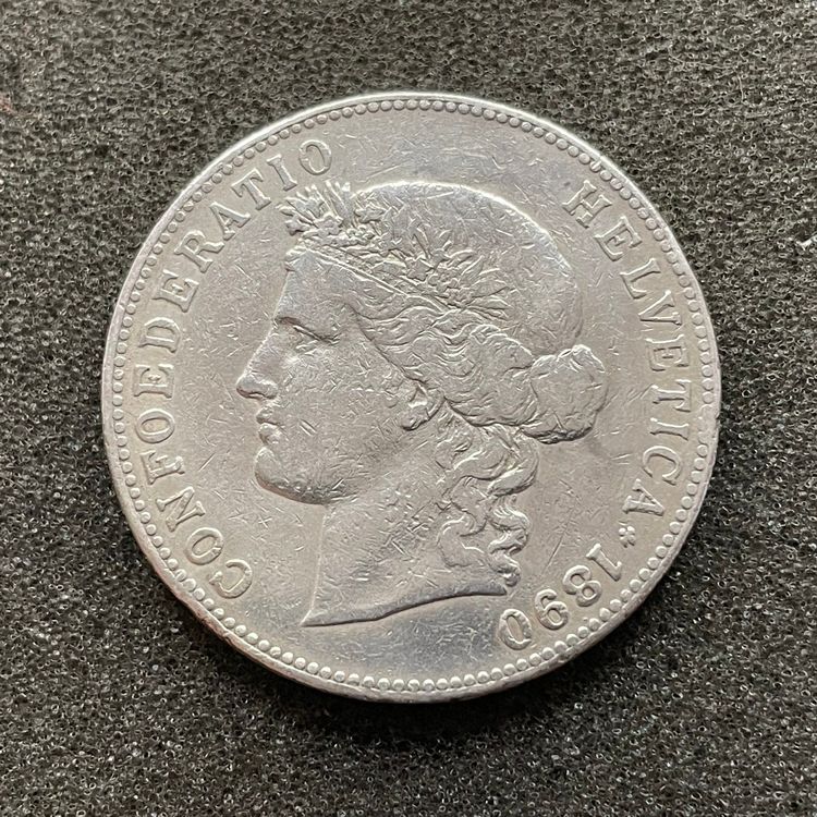 5 Franken Schweiz Silber Frauenkopf 1890 (Gebraucht) in Reitnau für CHF 93 – mit Lieferung auf ...