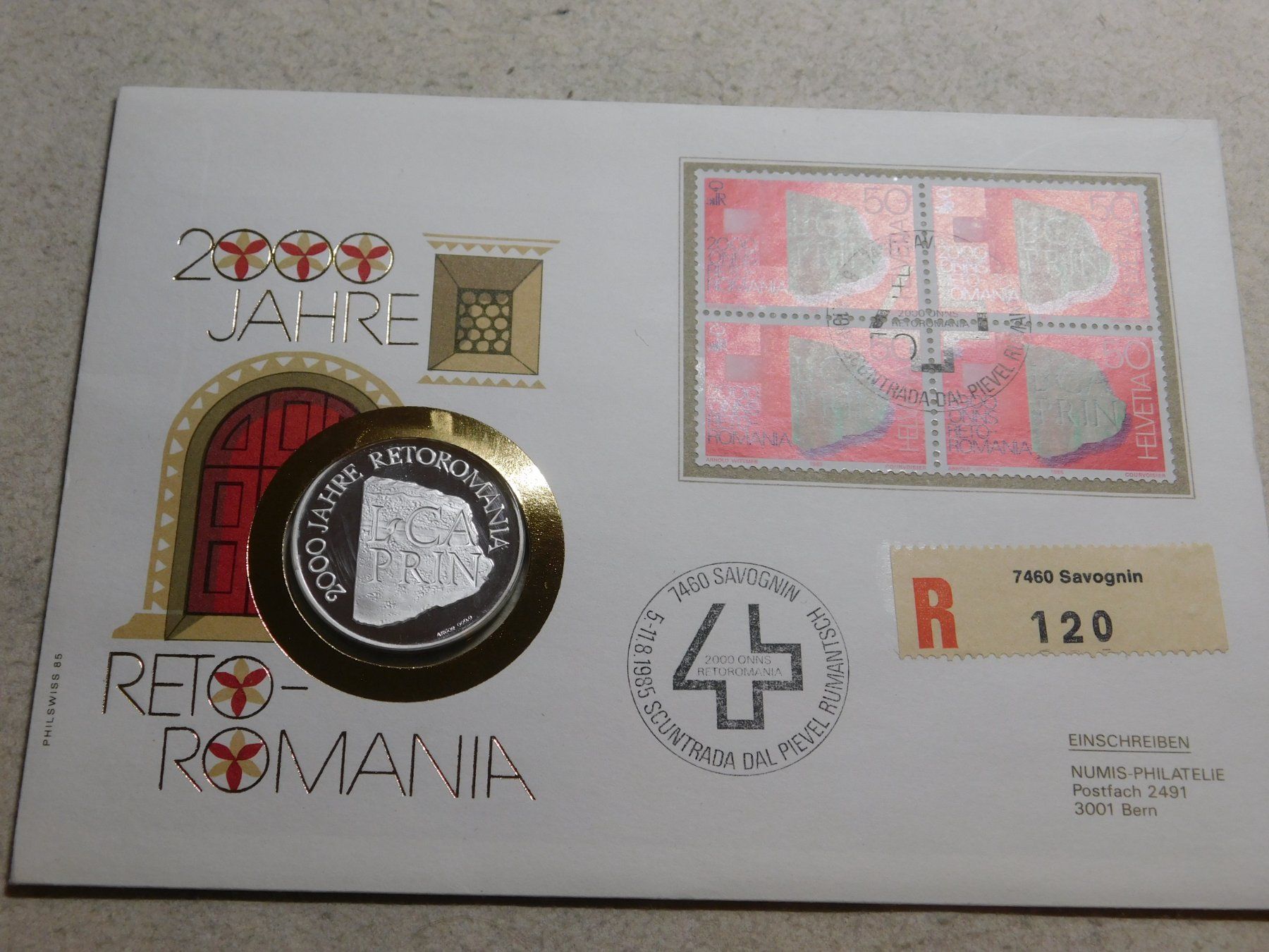 Münzbrief Silber (15g/999) - 2000 Jahre Retoromania 1985 (Neu (gemäss ...