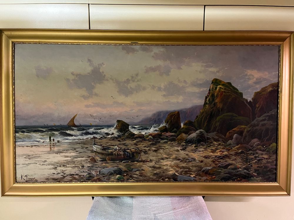 Gemälde R. Friedrich, Küstenlandschaft, signiert, gerahmt. (Gebraucht) in Luzern für CHF 78 ...