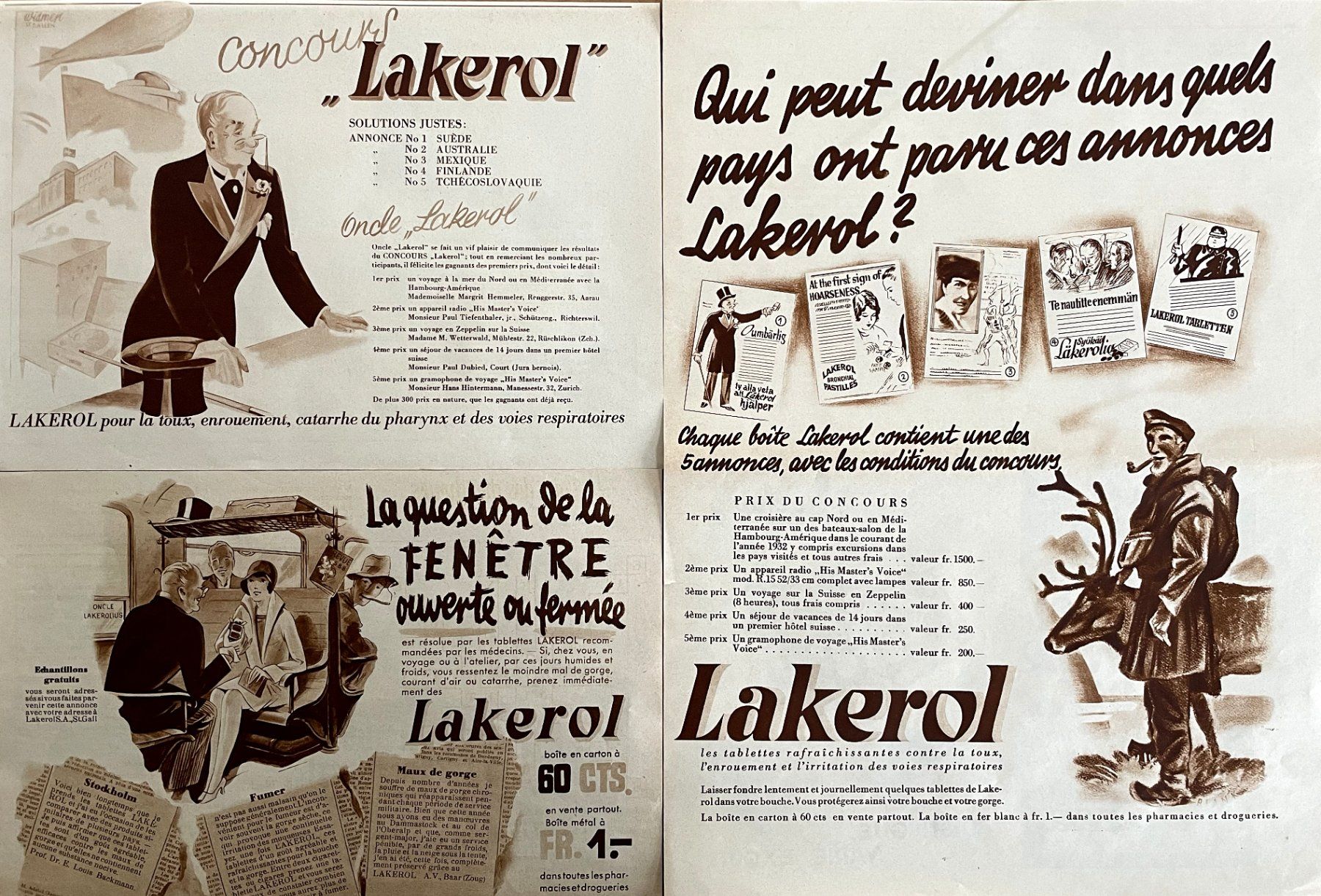 Läkerol tablettes - 3 alte Werbungen / Publicités 1930/32 (Gebraucht ...