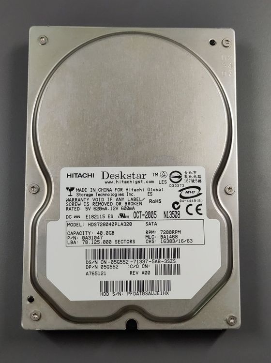 Hitachi Deskstar 40GB 3.5" HDD SATA | Kaufen auf Ricardo