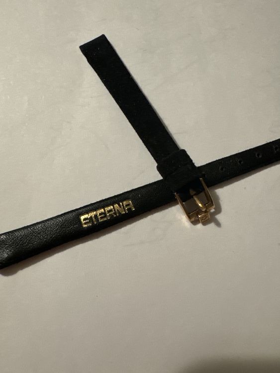Rare Eterna Matic 9mm Black Velvet/Leather Watch Band Strap (Gebraucht ...