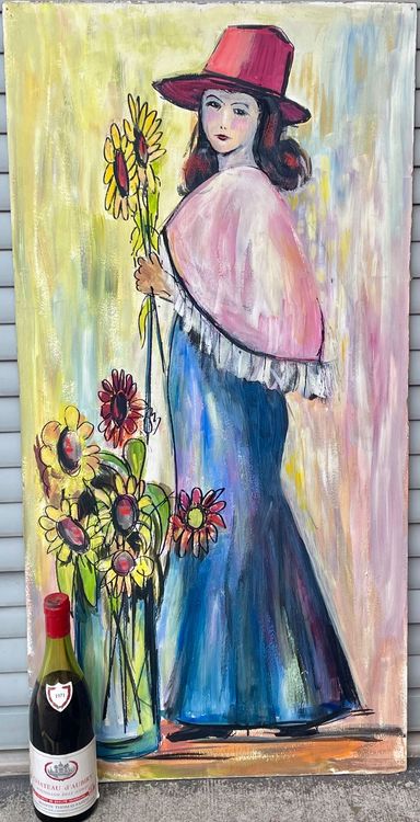 Sinischa Christen (1922-2007) Grosse Gemälde Dame mit Blumen | Kaufen ...