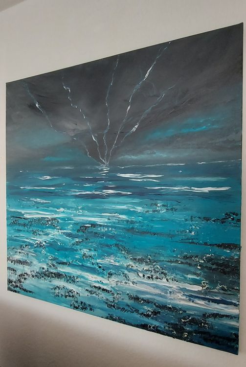 Gemälde Stürmischer Ocean von mir selbstgemalt 80×80 | Kaufen auf Ricardo