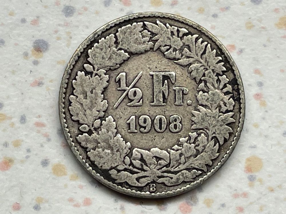 1908 50 Rappen Silber !!! (Gebraucht) in Winterthur für CHF 1.4 – mit Lieferung auf Ricardo kaufen