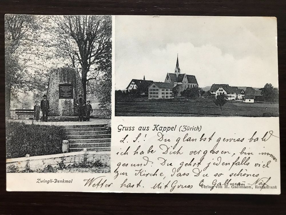 KAPPEL AM ALBIS 2 Bild, Zwingli-Denkmal belebt, Ortsansicht (Gebraucht ...