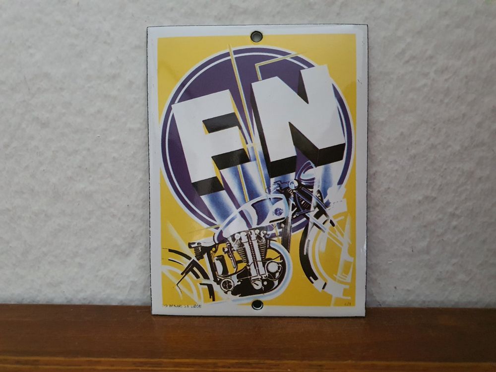 Emailschild FN Motorcycles Logo Emaille Schild Reklame Retro (Neu ...