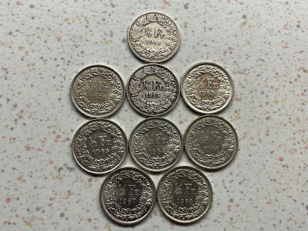 10 alte 50 Rappen !!! alle in Silber !!!! | Kaufen auf Ricardo