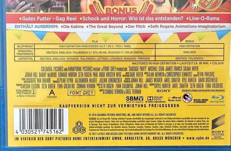 Sausage Party Blu-ray - Lustiger Animationsfilm für Erwac... (Gebraucht ...