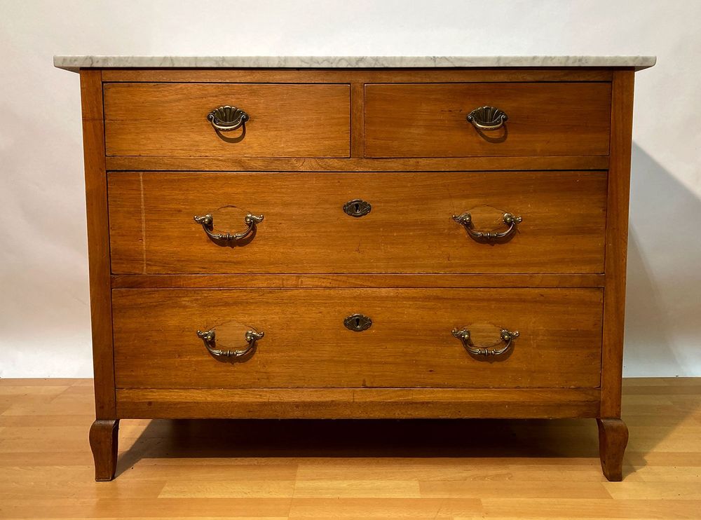 Antike Kommode aus Holz mit Marmorplatte mit 6 Schubladen | Kaufen auf ...