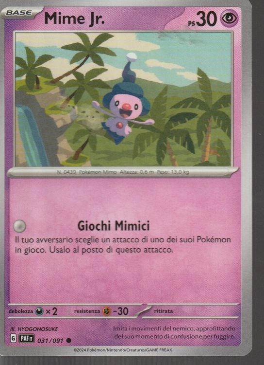 TCG POKEMON destino di Paldea PAF 031/091 MIME JR Italiano (Neu (gemäss ...
