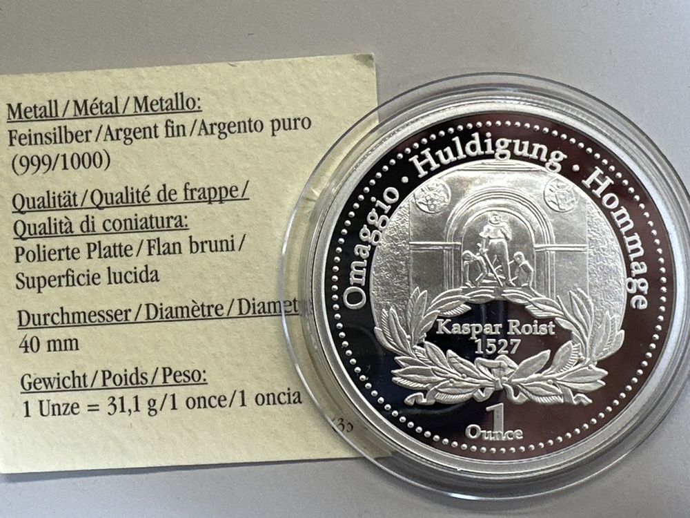 1 Unze Silber Die Schweizer Garde Huldigung (Neu und originalverpackt) in Herisau für CHF 34 ...