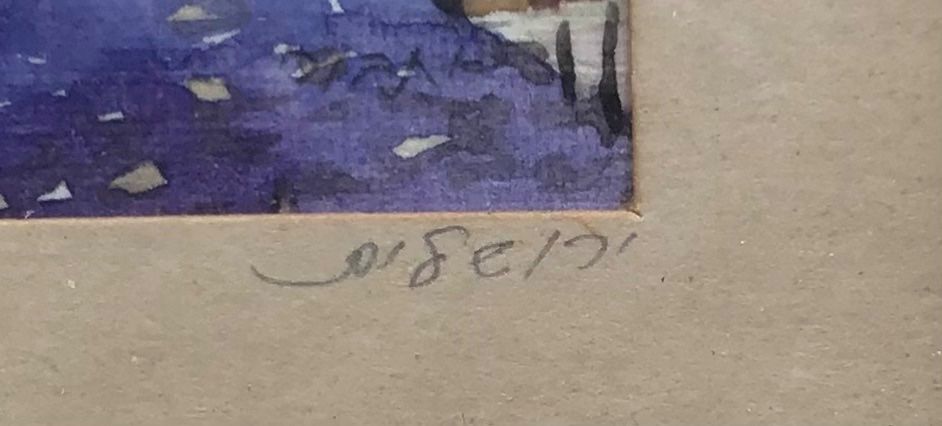 Farbenfrohes Aquarell 3 Männer Unleserlich Signiert | Kaufen auf Ricardo