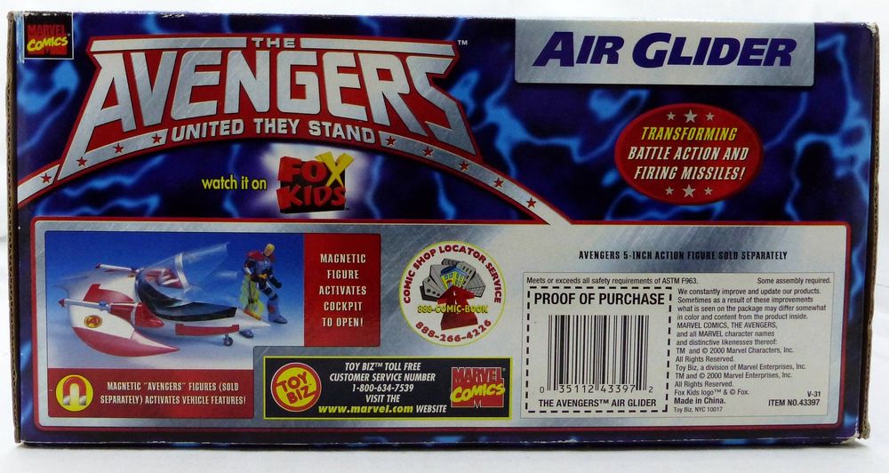 AVENGERS AIR GLIDER BATTLE & FIRING MISSILES TOY BIZ 2000 (Neu und ...