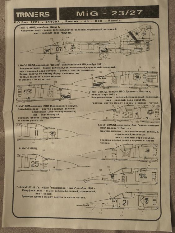 1/72 MiG-23 & MiG-27 - Decals 8 Versionen mit Stencils | Kaufen auf Ricardo