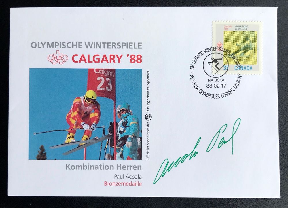 Paul Accola Bronzemedaille original Unterschrift, Skifahren (Gebraucht ...