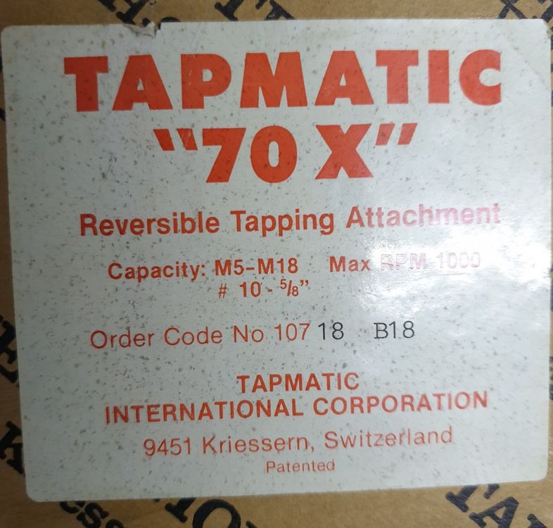 Tapmatic 70X NEU Gewindeschneidapparat (Neu und originalverpackt) in ...