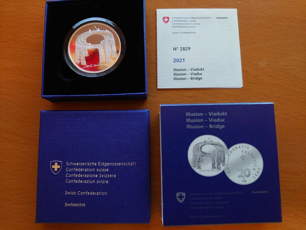 20 Franken // Illusion - Viadukt 2021 (Silber) PP +++ RAR ++ (Neu und originalverpackt) in ...