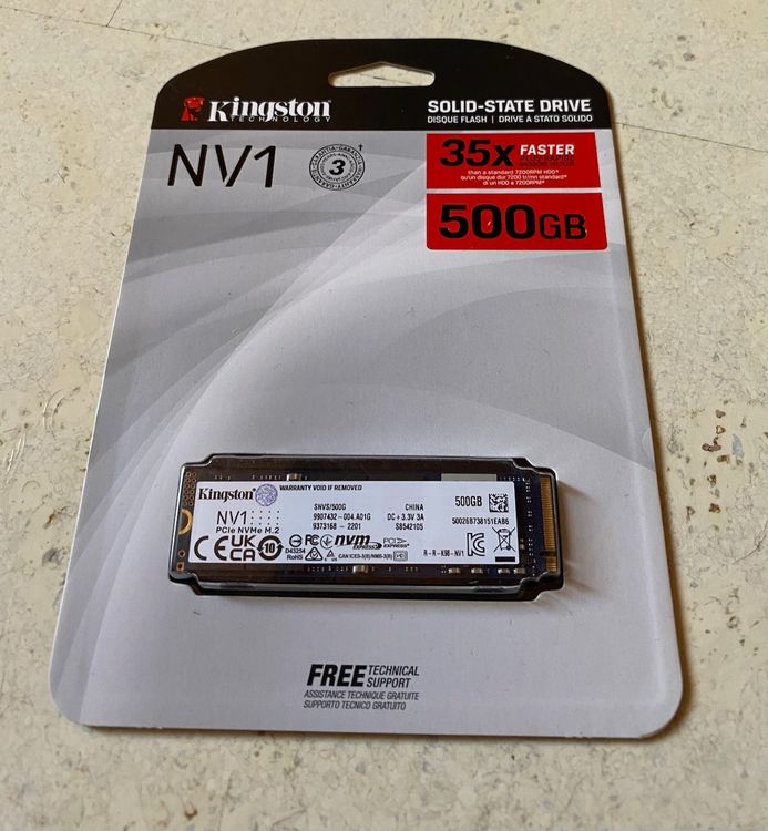 Festplatte SSD, Kingston NV1 M.2, 500GB, originalverpackt (Neu und ...