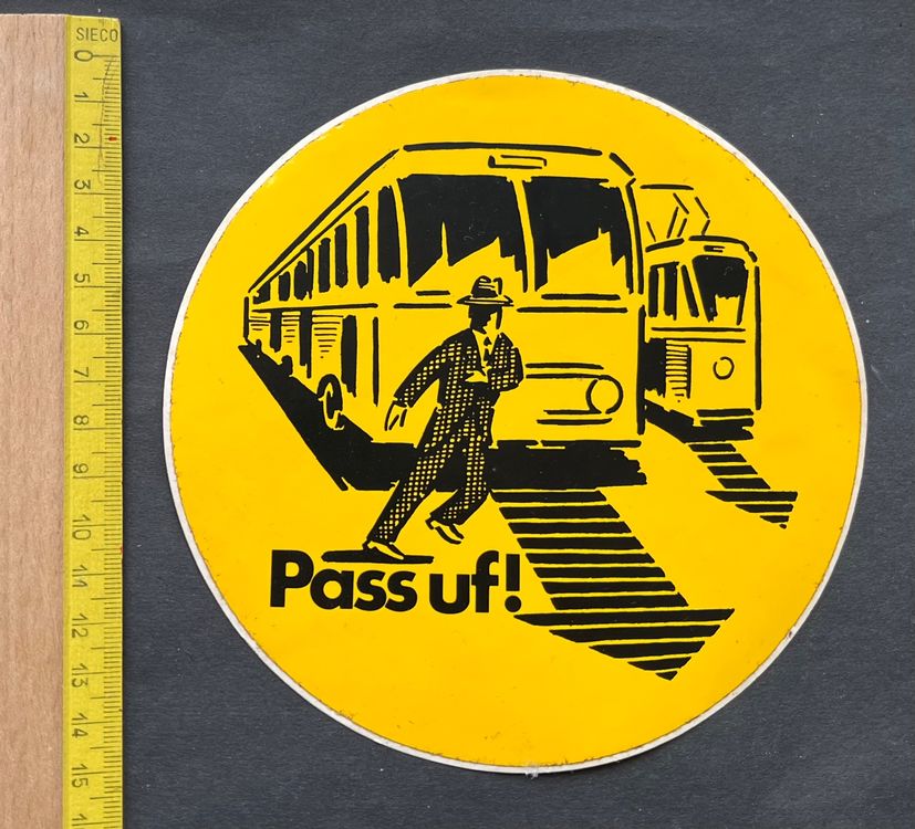 Sticker 70er Jahre ,Pass uf‘ Bus und Tram | Kaufen auf Ricardo