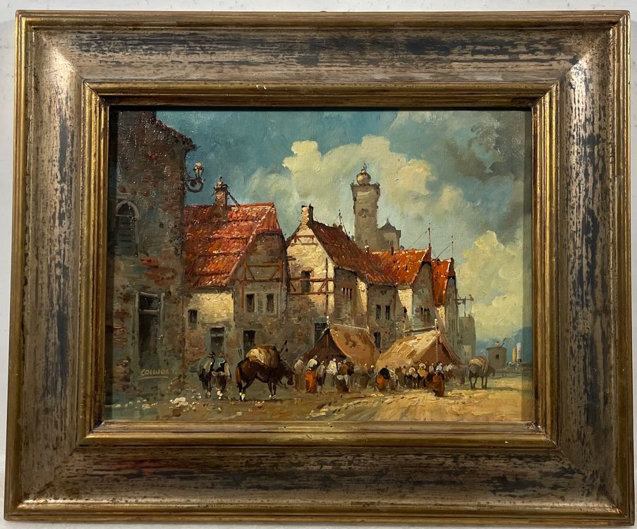 Dorfs Volk im Marsch Gemälde unleserlich Signiert (Gebraucht) in Root ...