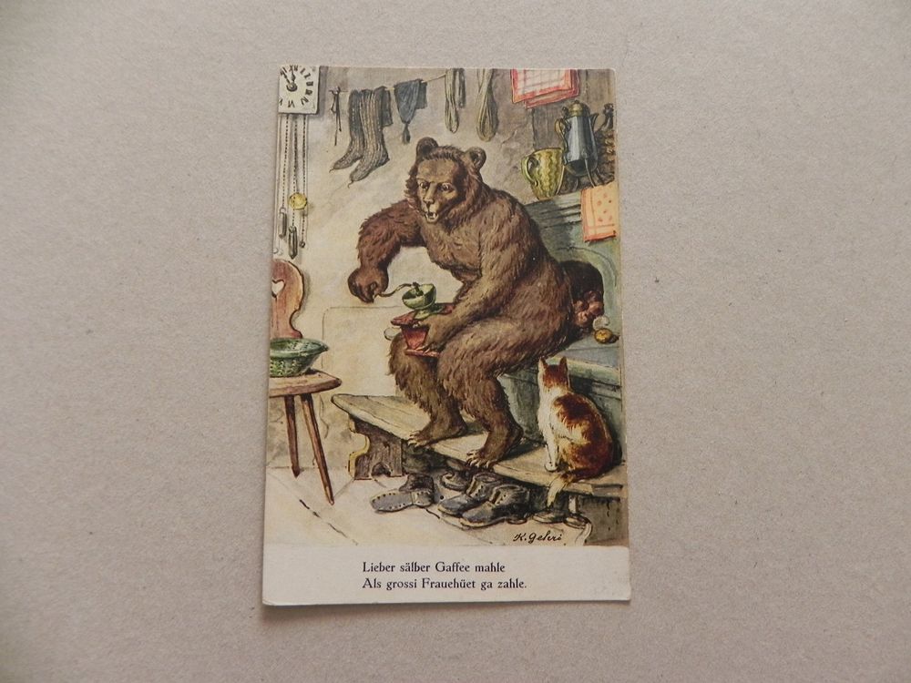 Karte Bären Bär lustig Humor Jux K. Gehri 1921 Kaffee mahlen (Gebraucht ...